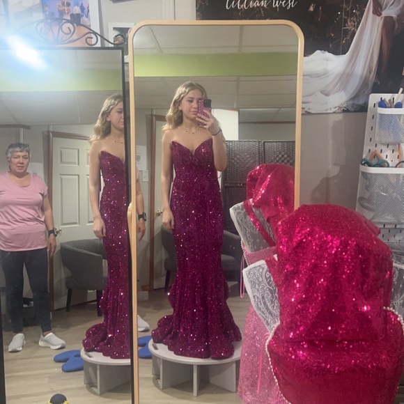 Dresses | Magenta Sequin Prom Dress | Poshmark